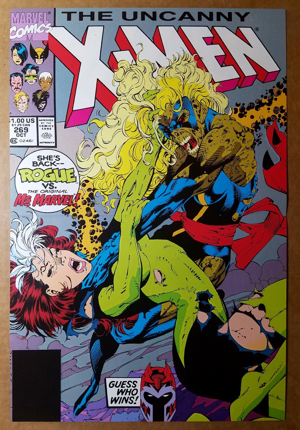 Uncanny X-Men 269 Rogue Vs Ms Marvel Marvel Comics Poster by Jim Lee