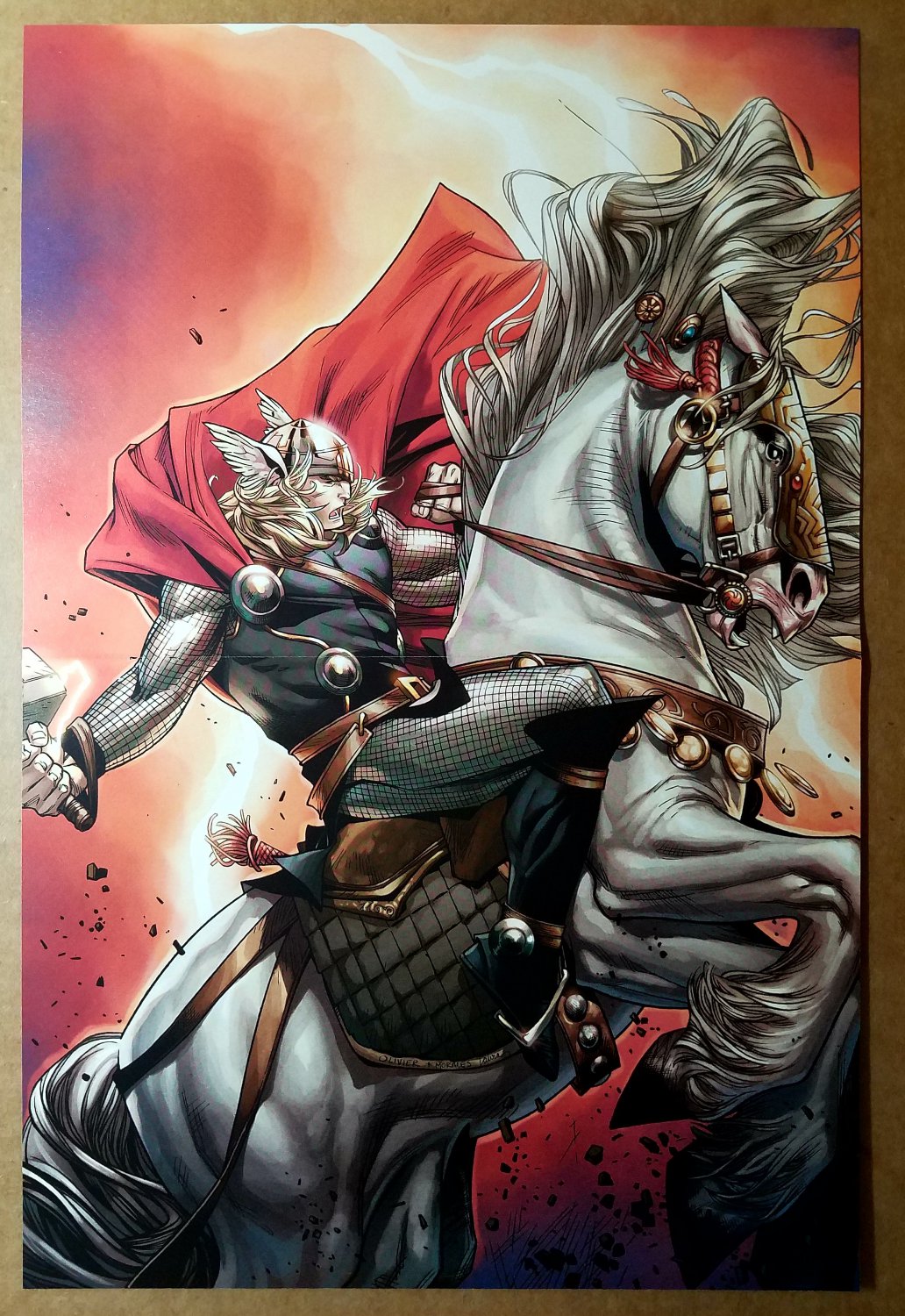 Thor of Avengers on Horse Marvel Comics Poster by Olivier Coipel