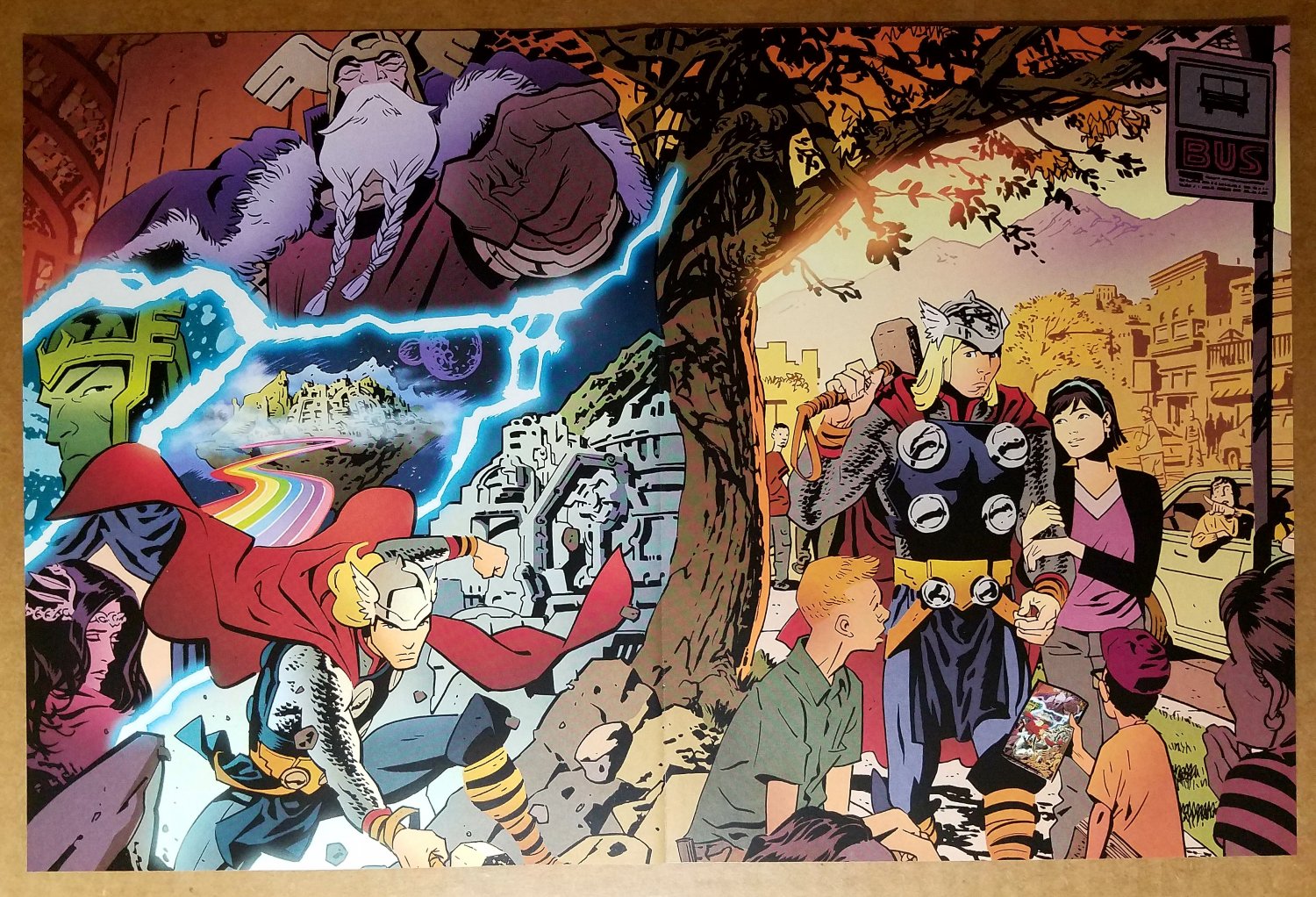 Thor The Mighty Avenger Bifrost Midgard Marvel Comic Poster by Chris Samnee