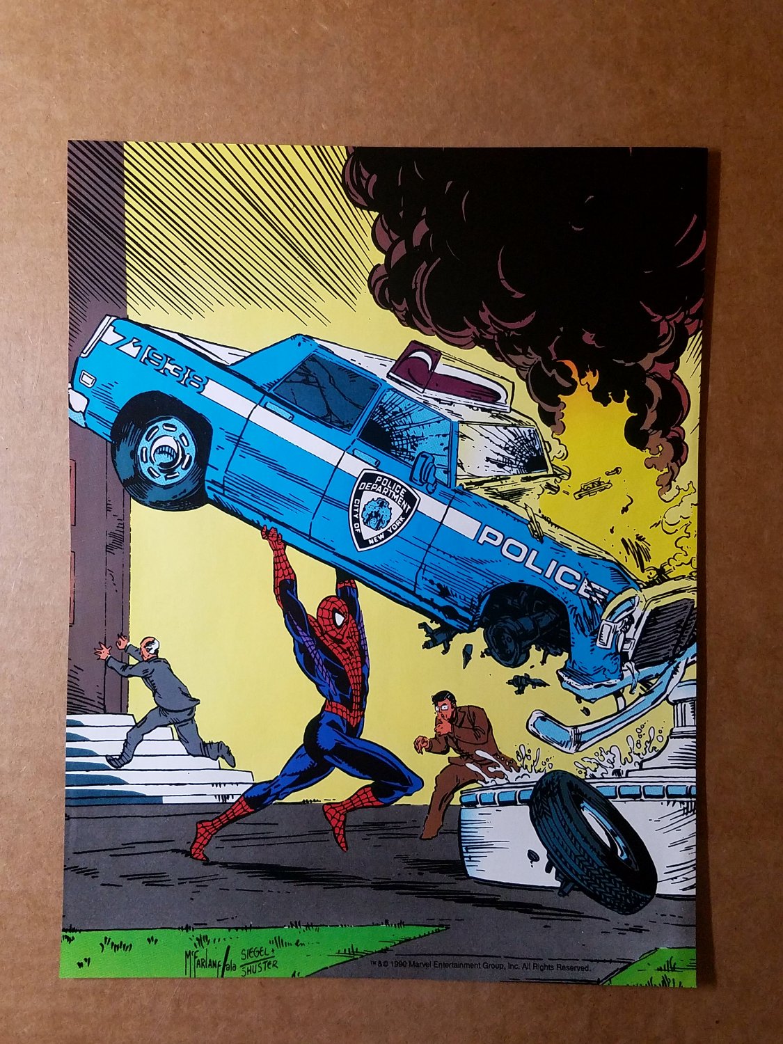Amazing Spider-Man throws police car Marvel Comics Mini Poster by Todd ...