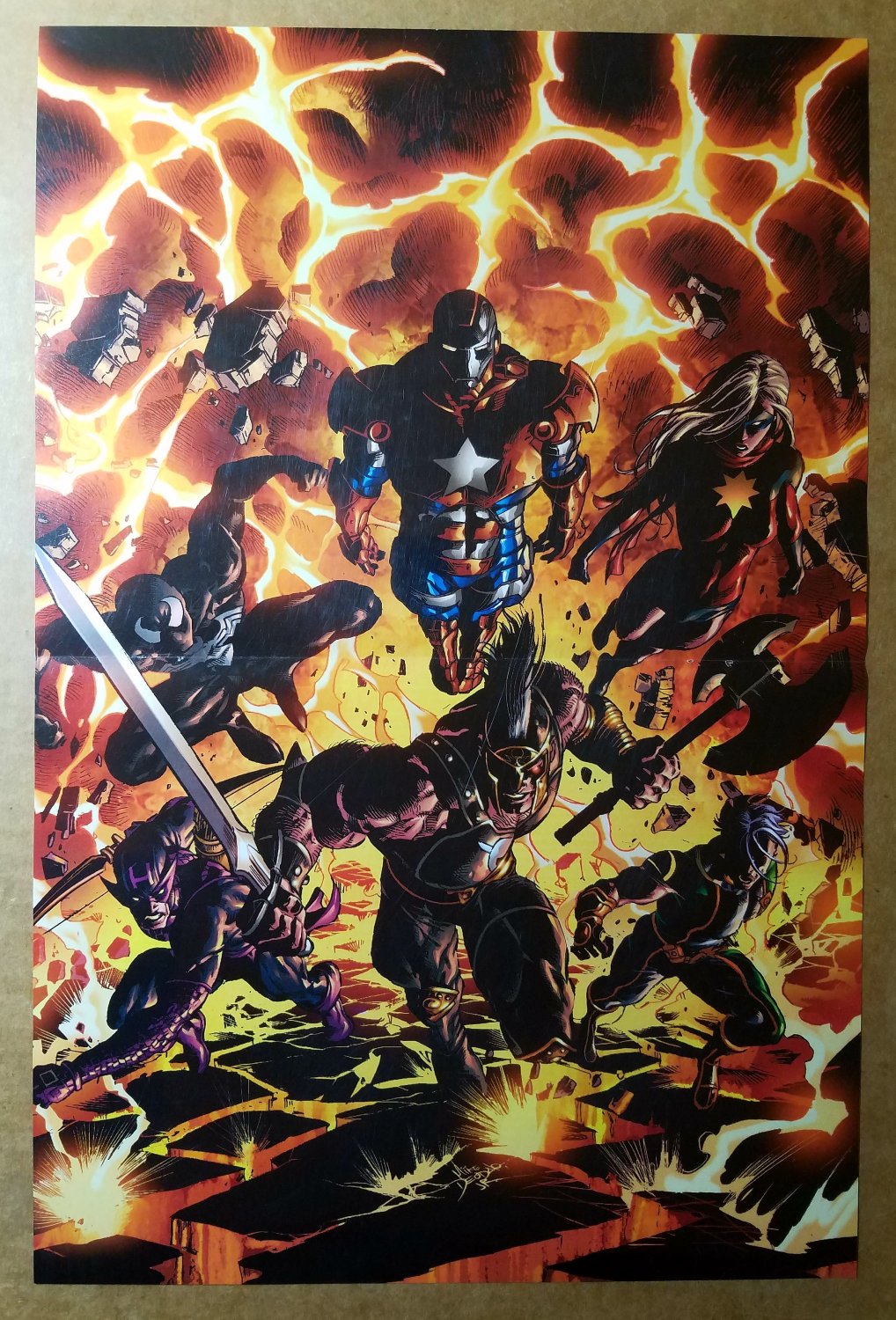 Dark Avengers Hawkeye Ares Ms Marvel Iron Man Marvel Poster by Mike ...