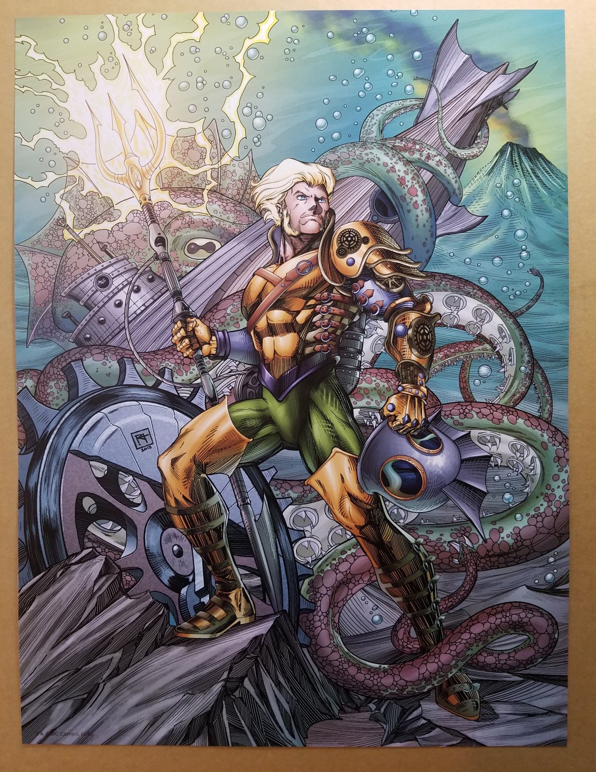 Aquaman 7 Steampunk Variant DC Comics Poster by Richard Horie