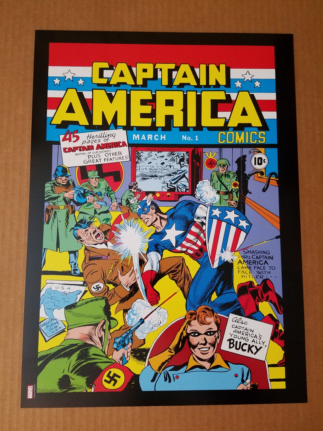 Captain America Punch Hitler Marvel Comic Poster By Jack Kirby