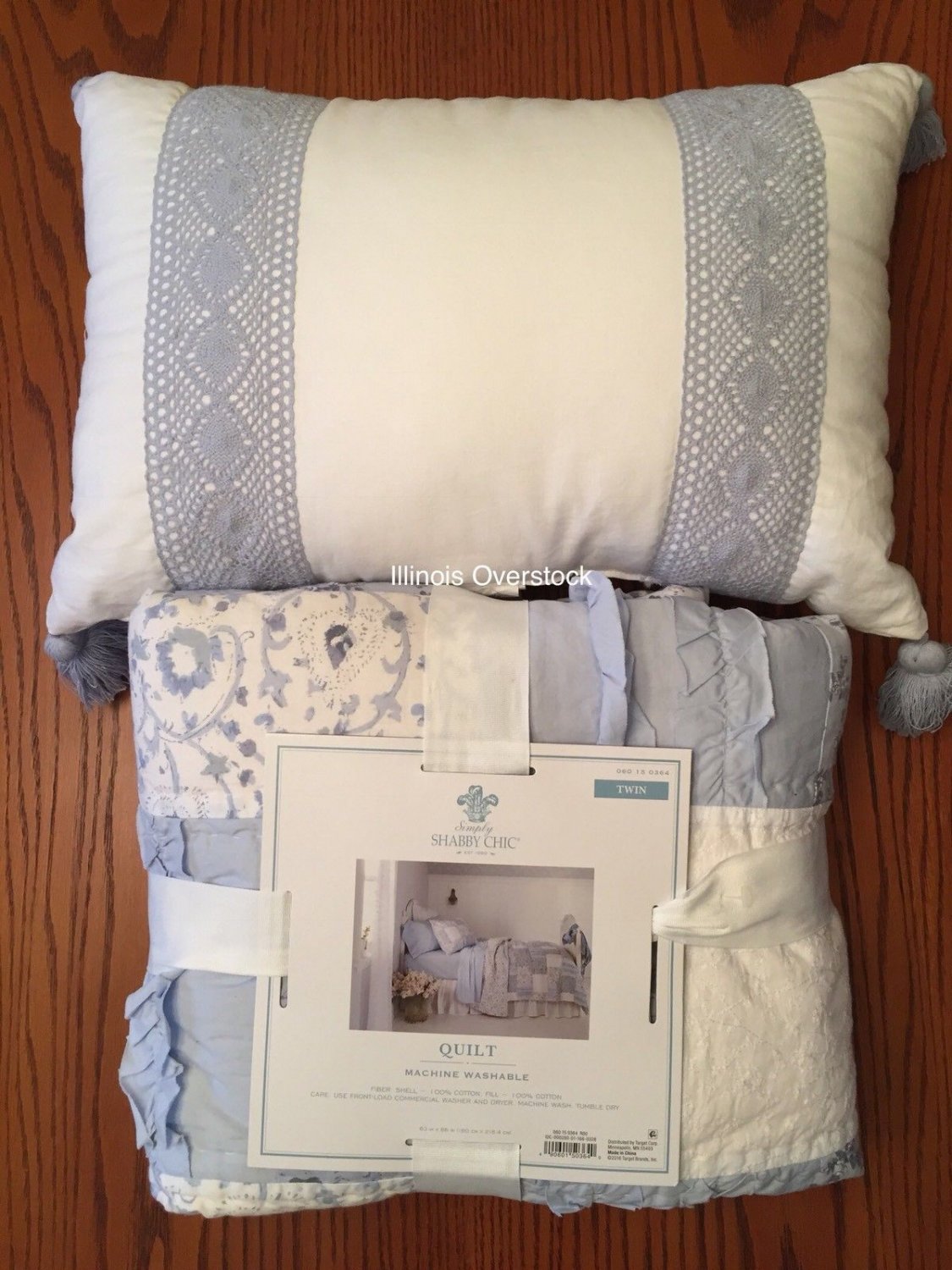 NEW SIMPLY SHABBY CHIC BLUE BOHEMIAN PATCHWORK 2PC TWIN SIZE QUILT ...