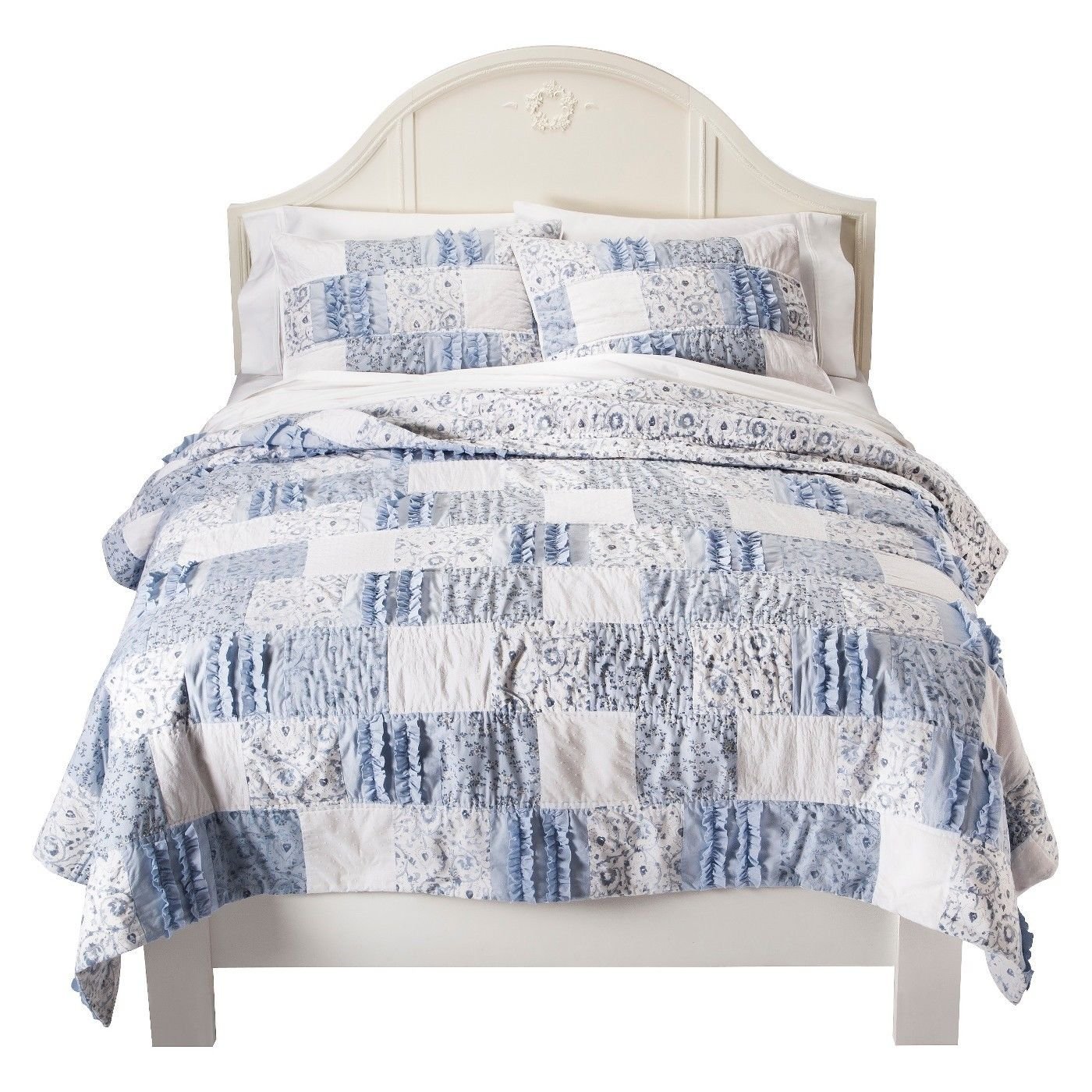 NEW SIMPLY SHABBY CHIC BLUE BOHEMIAN PATCHWORK 2PC TWIN SIZE QUILT ...