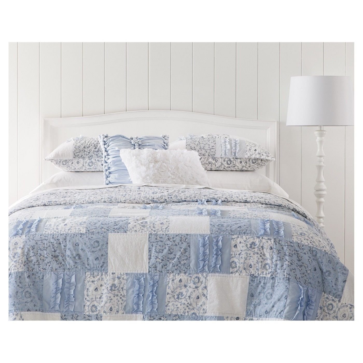 NEW SIMPLY SHABBY CHIC BLUE BOHEMIAN PATCHWORK 2PC TWIN SIZE QUILT ...