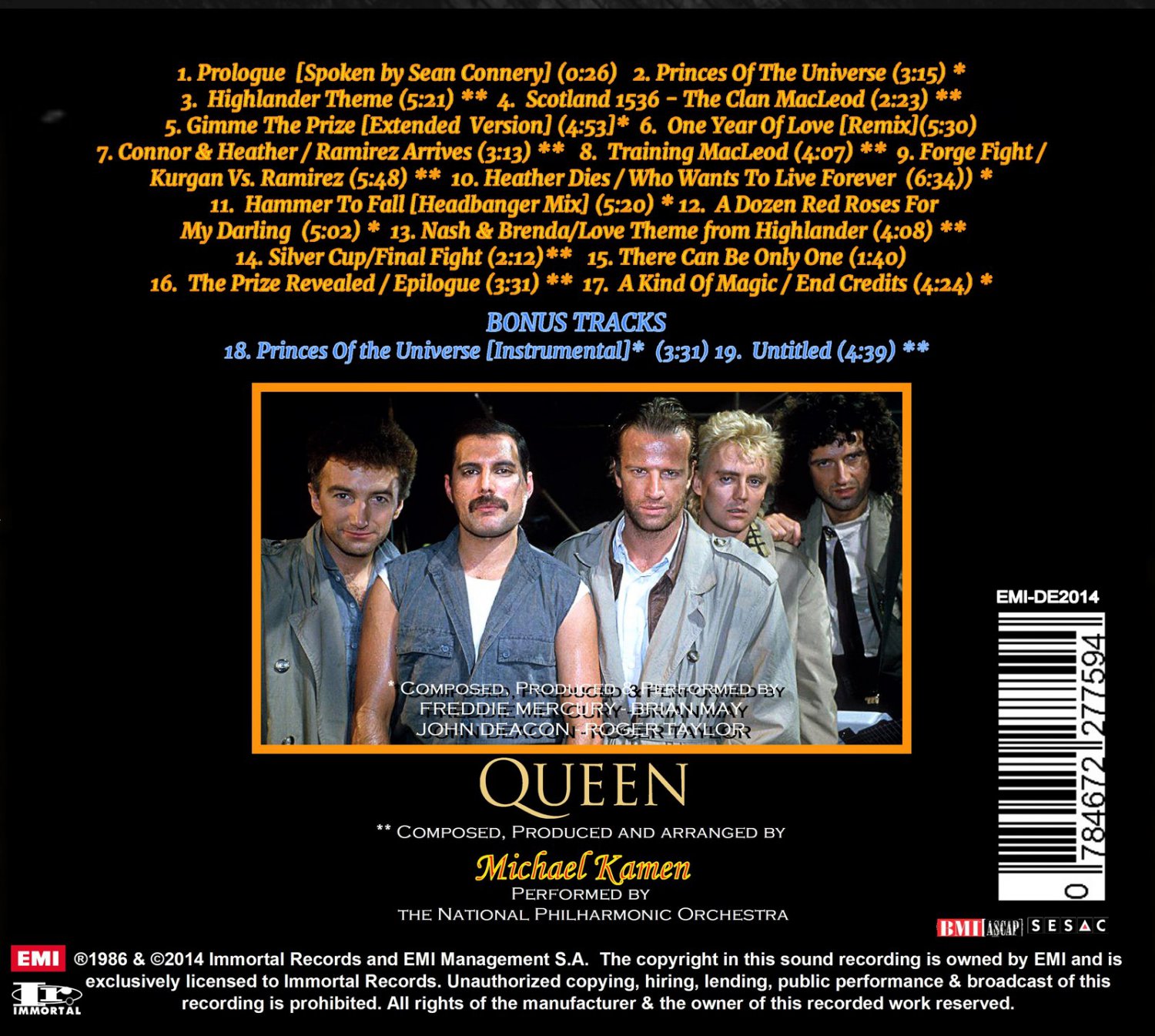 Highlander Motion Picture Soundtrack & Score, Deluxe Edition