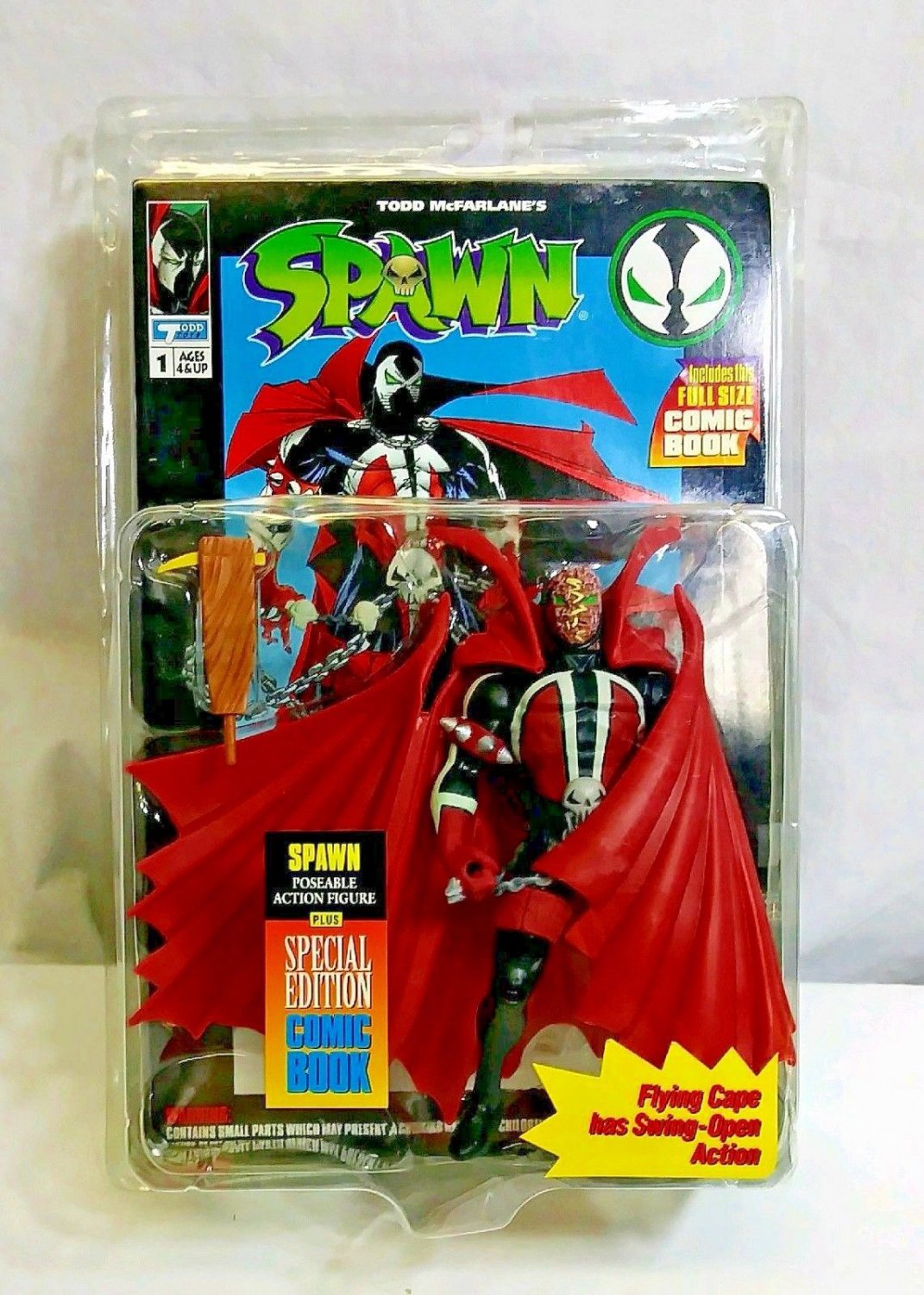 MCFARLANE SPAWN FLYING CAPE WITH COMIC BOOK