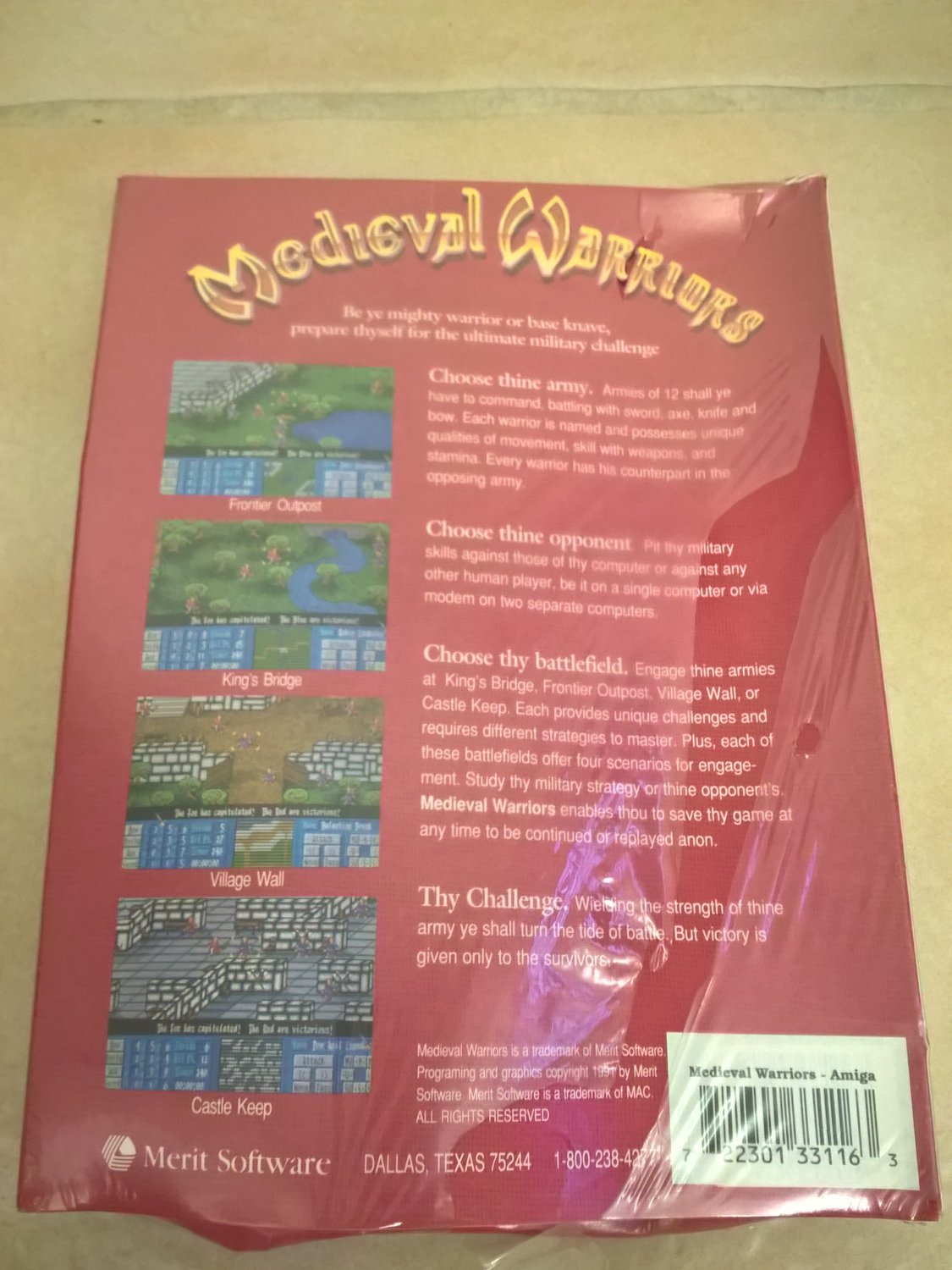 Medieval Warriors For Commodore Amiga, NEW FACTORY SEALED, Merit