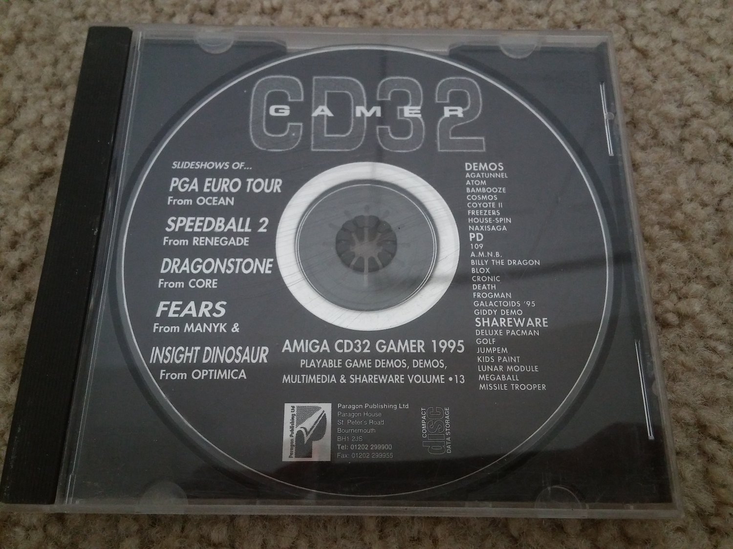 Amiga CD32 Gamer 1995 – Volume 13, NEW IN JEWEL CASE, Paragon