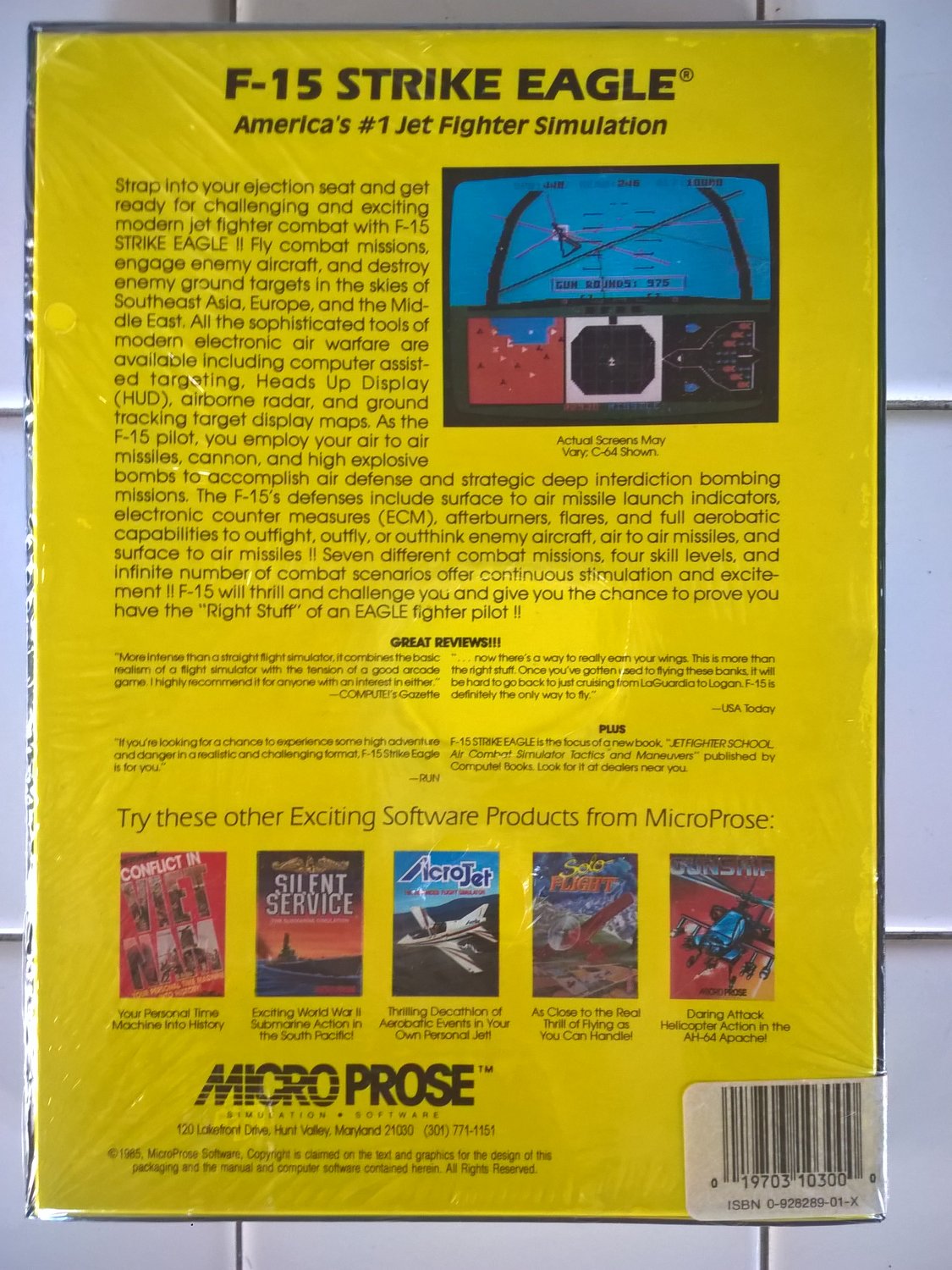 F-15 Strike Eagle For Commodore 64/128, NEW FACTORY SEALED, MicroProse