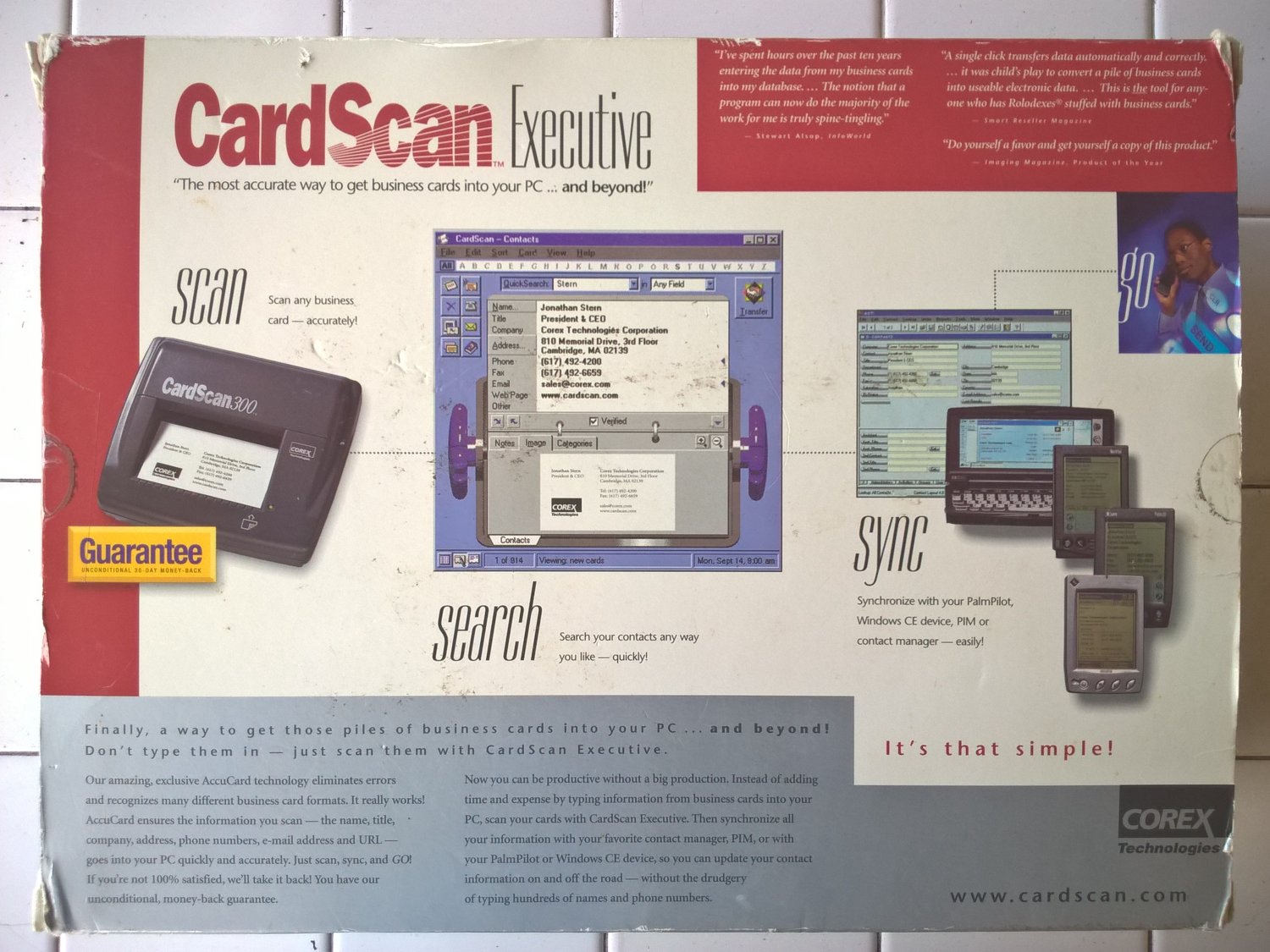 CardScan Executive 300, COMPLETE IN BOX, Parallel Port Business Card ...