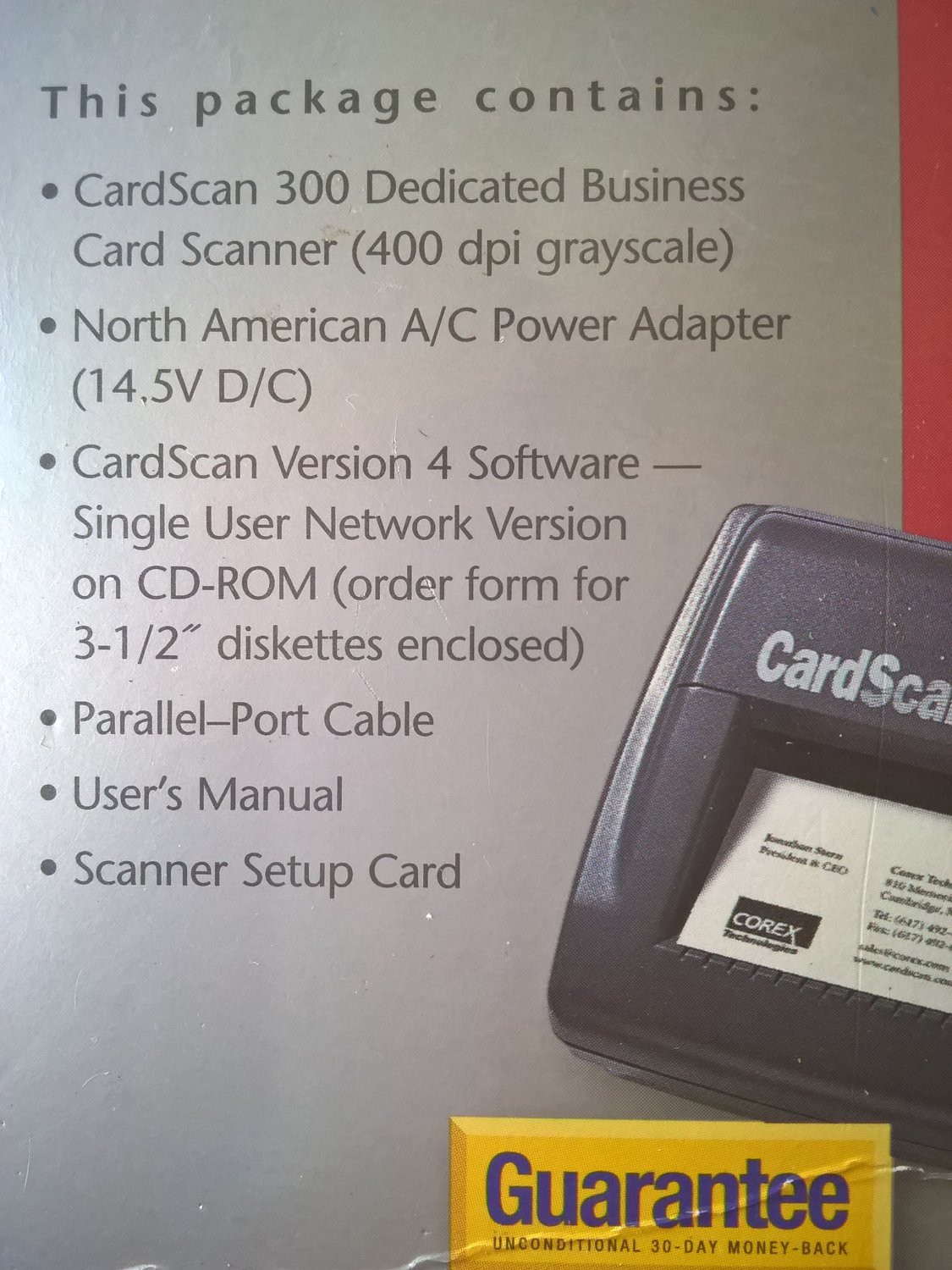 CardScan Executive 300, COMPLETE IN BOX, Parallel Port Business Card ...