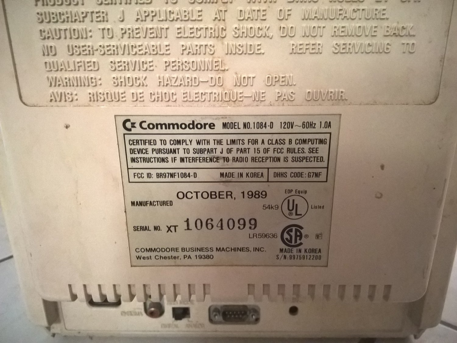 Commodore/Amiga 1084 Monitor, TESTED GOOD, 15khz RGB + Composite + Y/C
