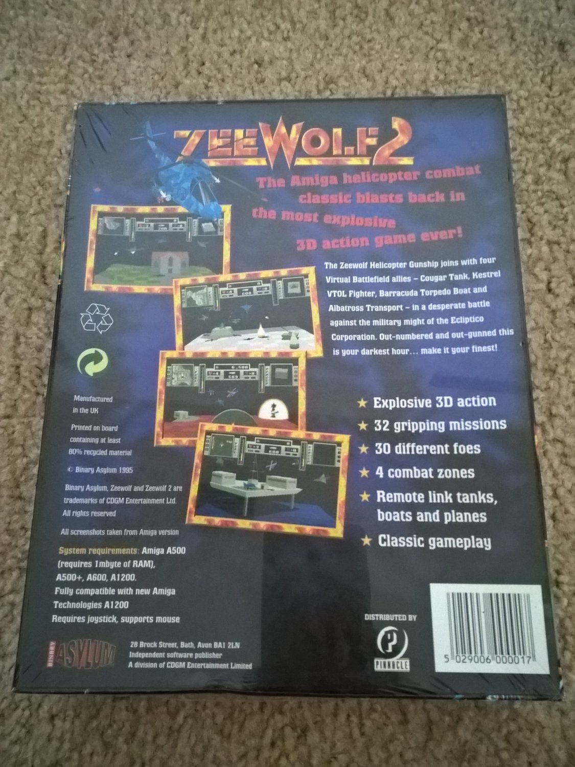 ZeeWolf 2 For Commodore Amiga, NEW FACTORY SEALED, Binary Asylum
