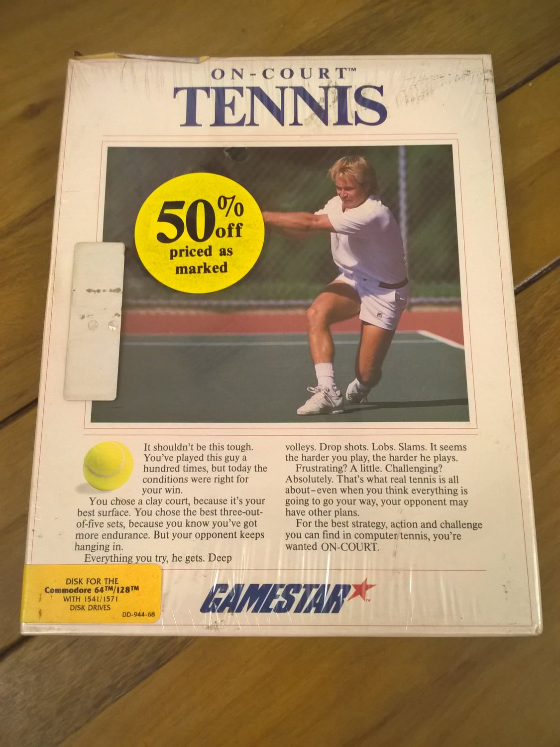 On-Court Tennis For Commodore 64/128, NEW FACTORY SEALED, Gamestar