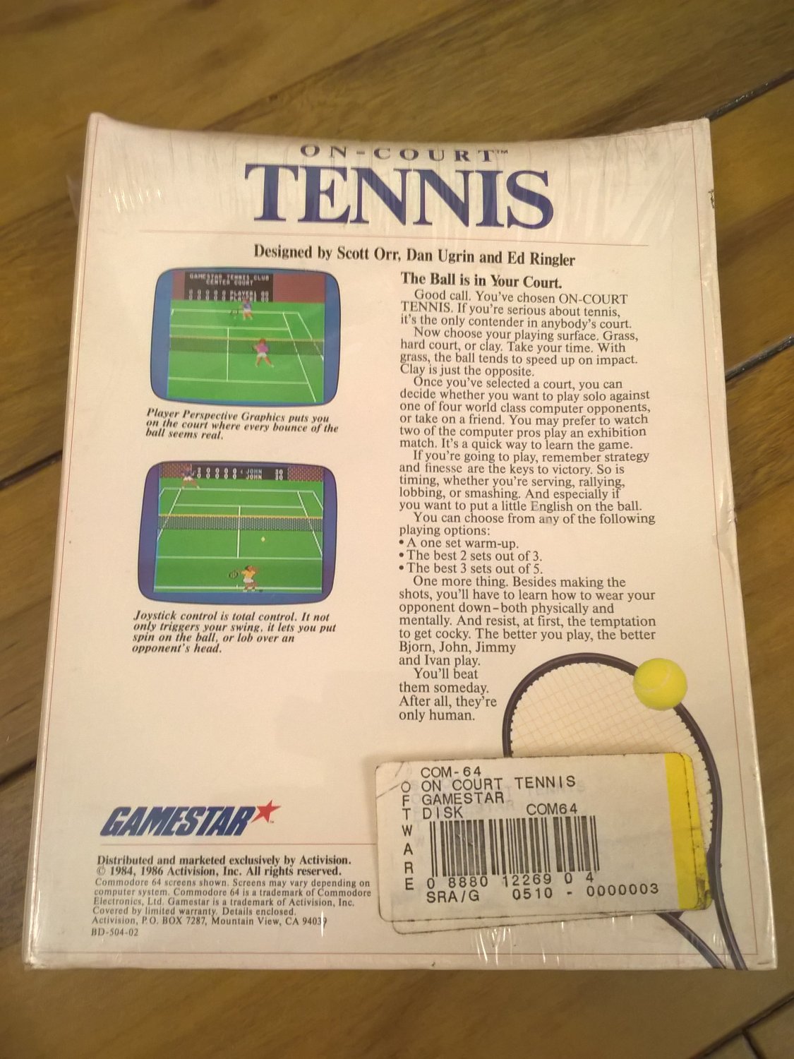 On-Court Tennis For Commodore 64/128, NEW FACTORY SEALED, Gamestar