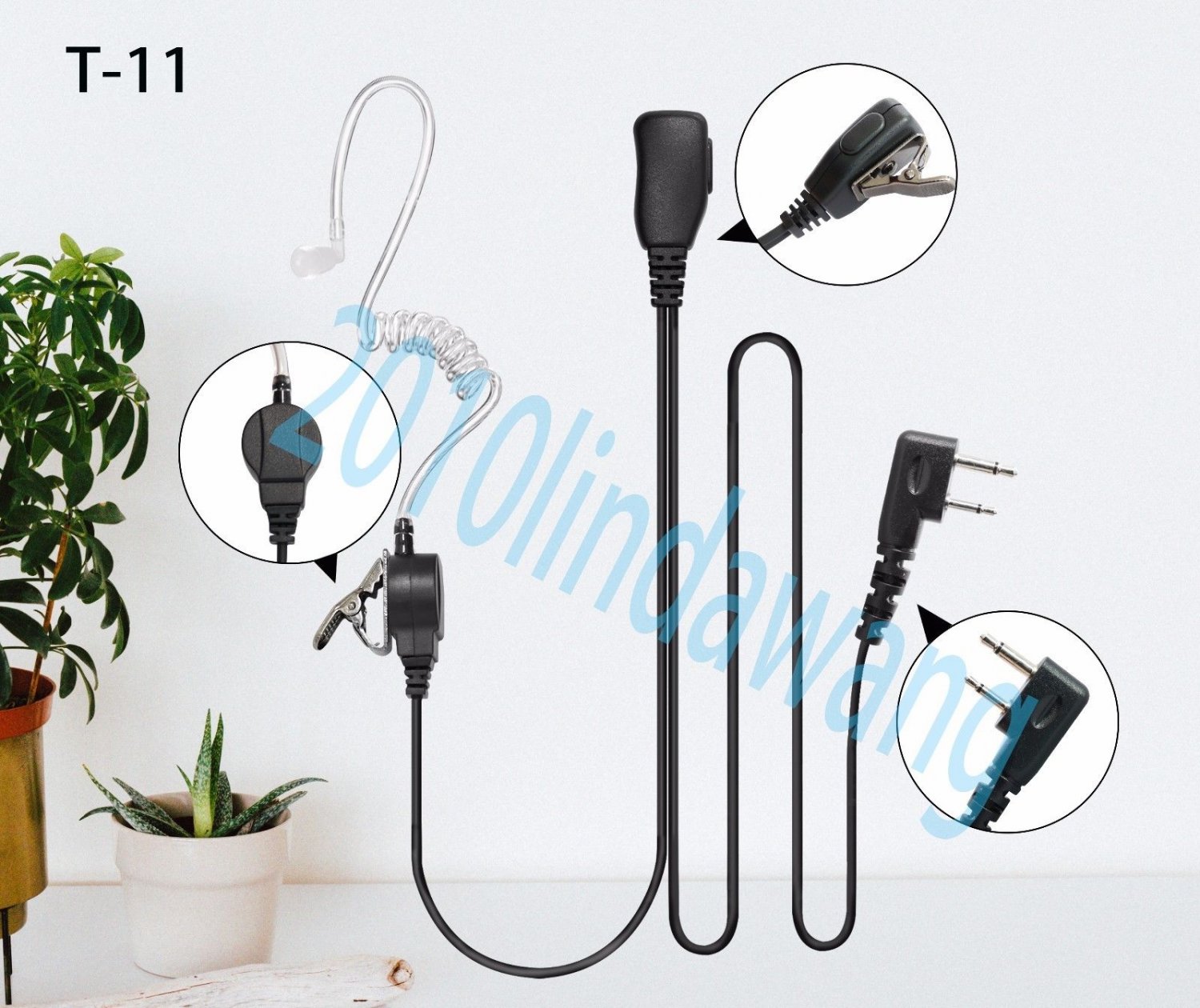 1-wire Surveillance Earpiece for Icom IC-F22 IC-F25 IC-F33 IC-F34 ...