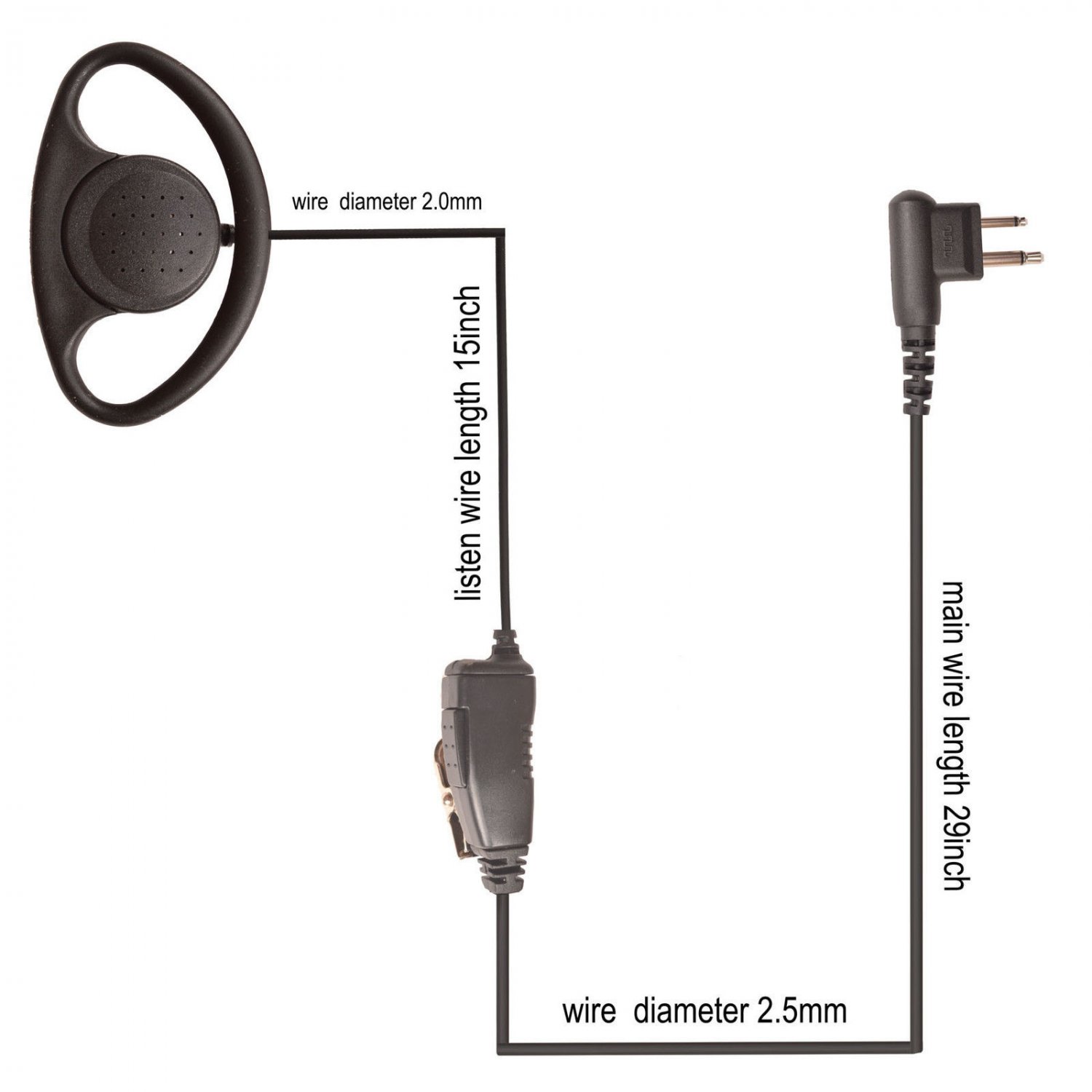 D Style Earpiece For Motorola PRO1150 PRO2150 AXV5100 CP125 portable radio