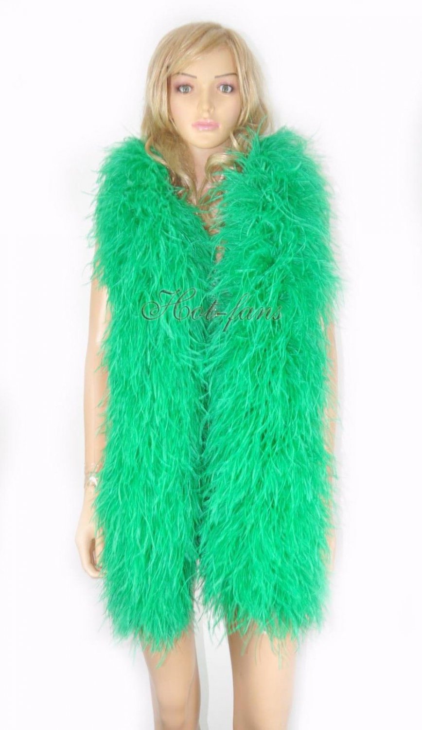 20 ply green Ostrich Feather Boa 71" (180 cm) long luxurious and fluffy