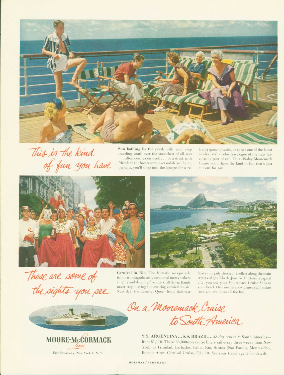 Moore-McCormack Liners Vintage Print Advertisement