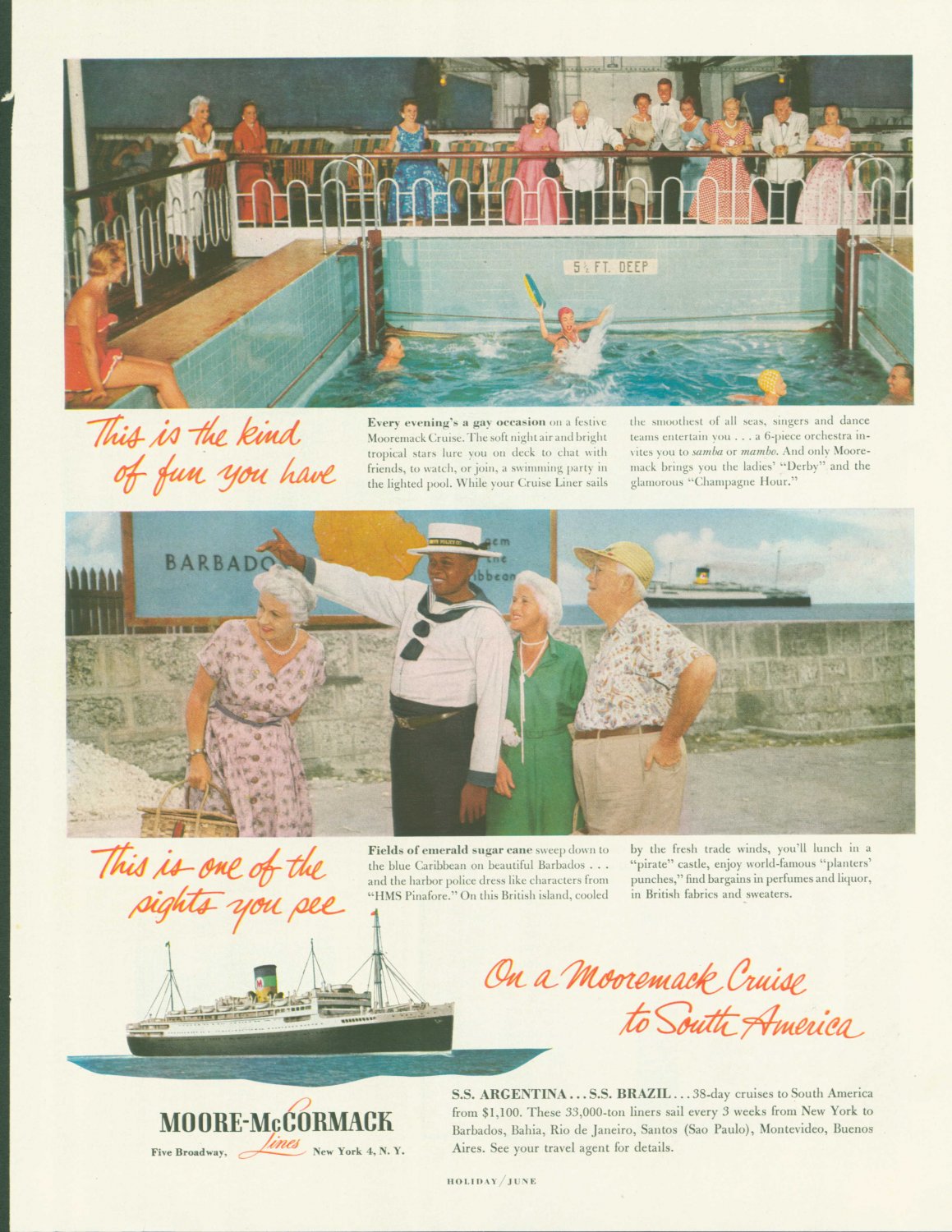 Moore-McCormack Liners Vintage Print Advertisement