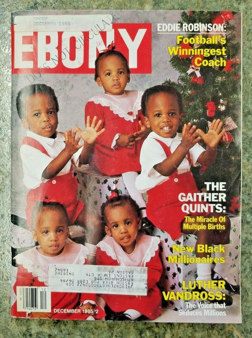 EBONY MAGAZINE DECEMBER 1985 ISSUE - THE GAITHER QUINTS COVER