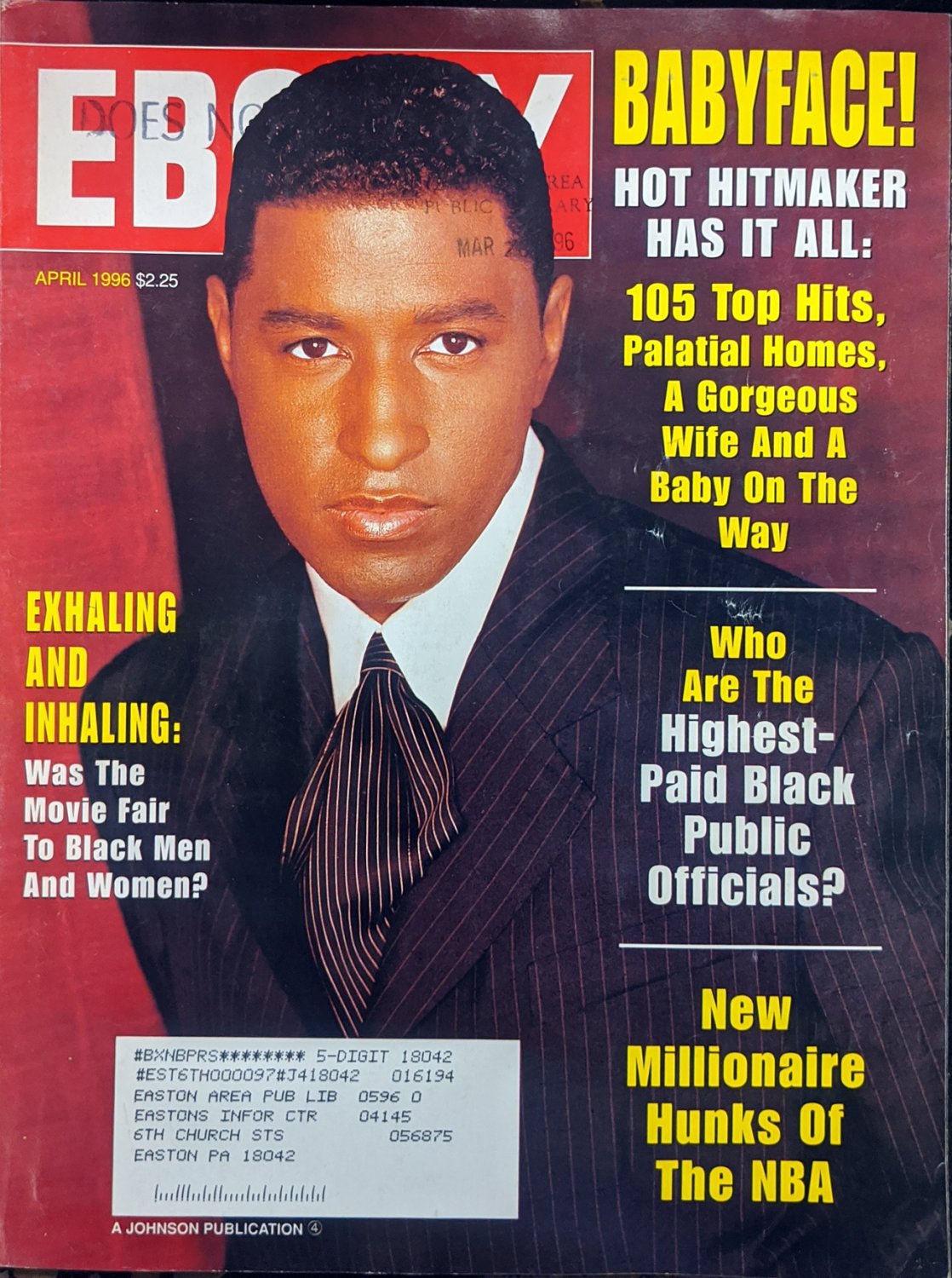 EBONY MAGAZINE APRIL 1996 - BABYFACE COVER