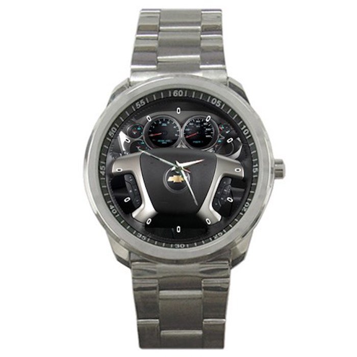 Chevrolet Silverado Car Steering Wheel Unisex Sport Metal Watch