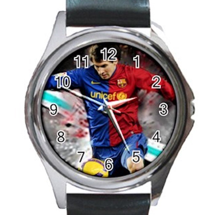 Lionel Messi Unisex Round Metal Watch-Leather Band