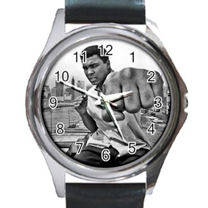 Muhammad Ali Famous Late Boxer Unisex Round Metal Watch-Leather Band