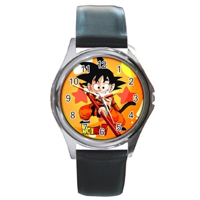 Kid Son Goku Dragonball Unisex Round Metal Watch-Leather Band