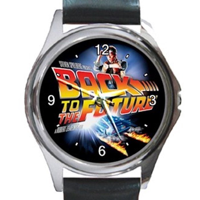Back to the Future Movie Unisex Round Metal Watch-Leather Band