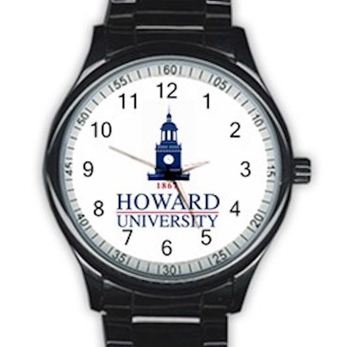 Howard University Logo Unisex Black Stainless Steel Round Watch