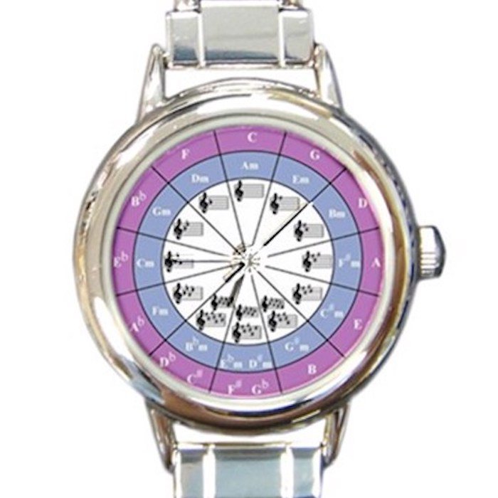 Circle of Fifths Musician Chromatic Ladies Round Italian Charm Watch