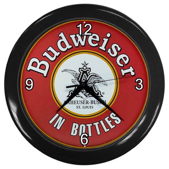 Budweiser Black Plastic Frame 10" Wall Clock