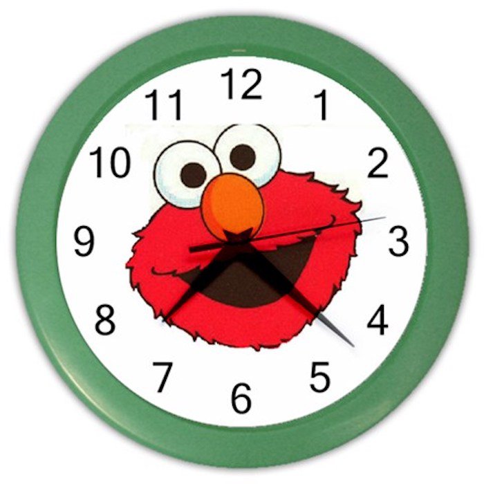 Elmo Sesame Street Green Plastic Frame 10" Wall Clock
