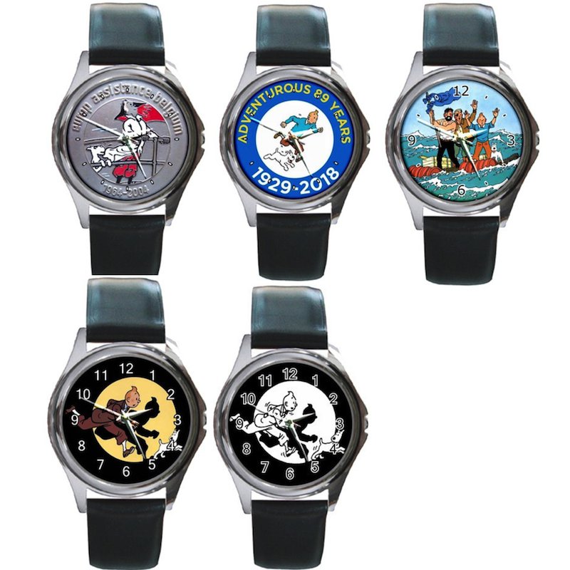 The Adventures of Tintin Unisex Round Silver Metal Watch-Leather Band-5 ...