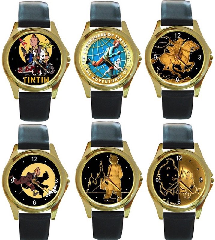 The Adventures of Tintin Unisex Round Gold Metal Watch-Leather Band-6 ...