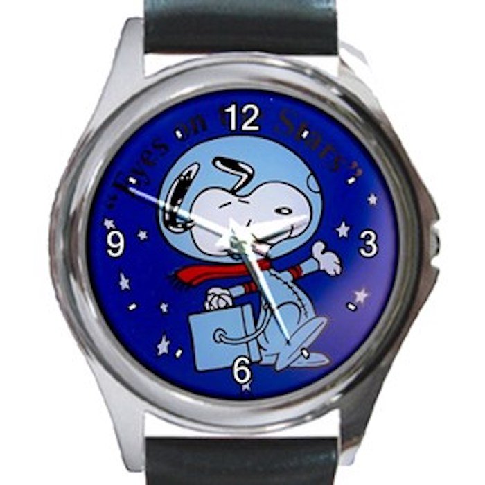Snoopy Stars Unisex Round Metal Watch-Leather Band