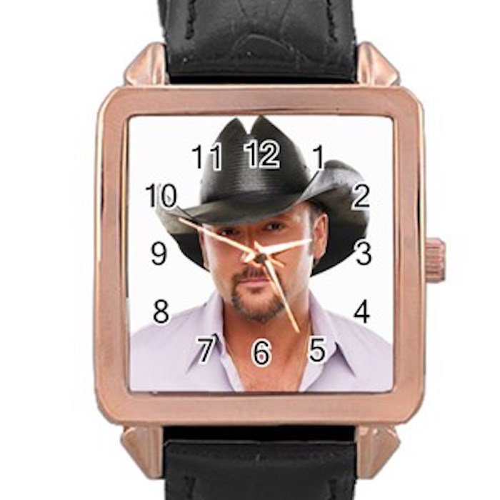 Tim Mcgraw Rose Gold Leather Watch With Leather Band