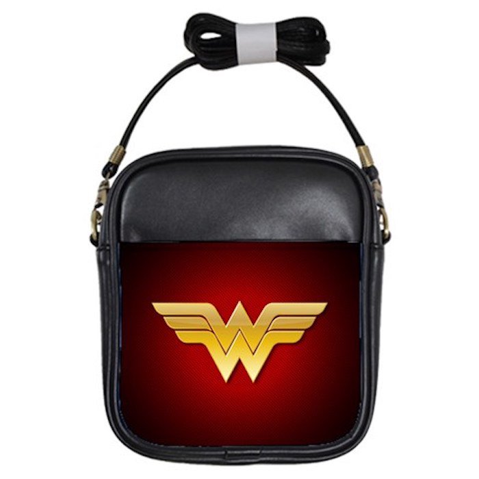 Wonder Woman Logo Unisex Genuine Leather Sling Bag
