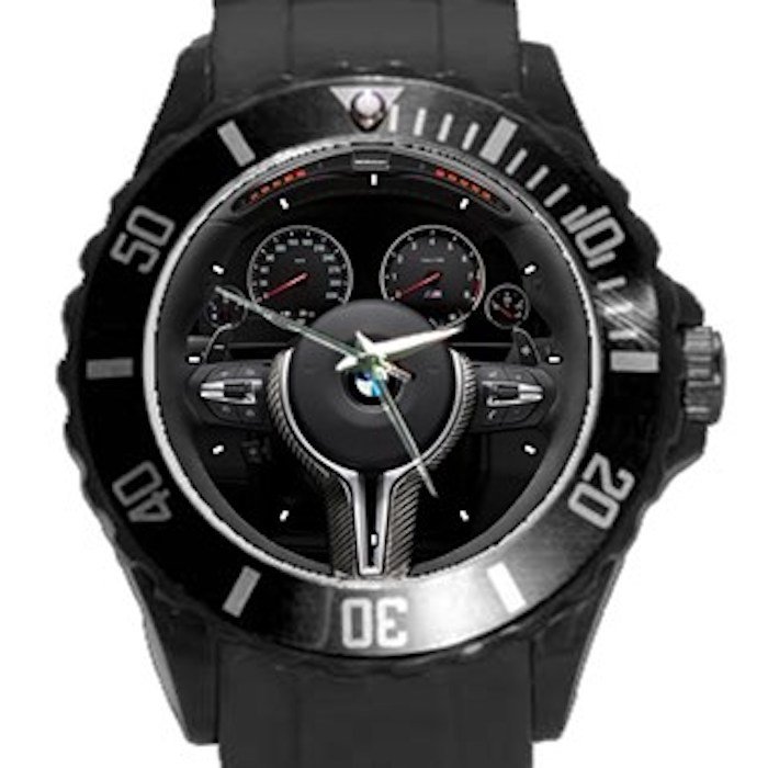 BMW-M Performance Electronic Steering Wheel Black Round Plastic Sport Watch