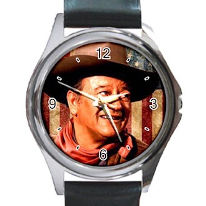 John Wayne Unisex Round Silver Metal Watch