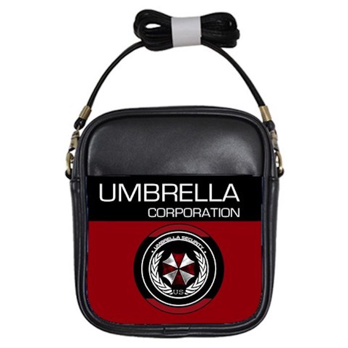 Resident Evil Umbrella Corporation Logo Unisex Genuine Leather Sling Bag