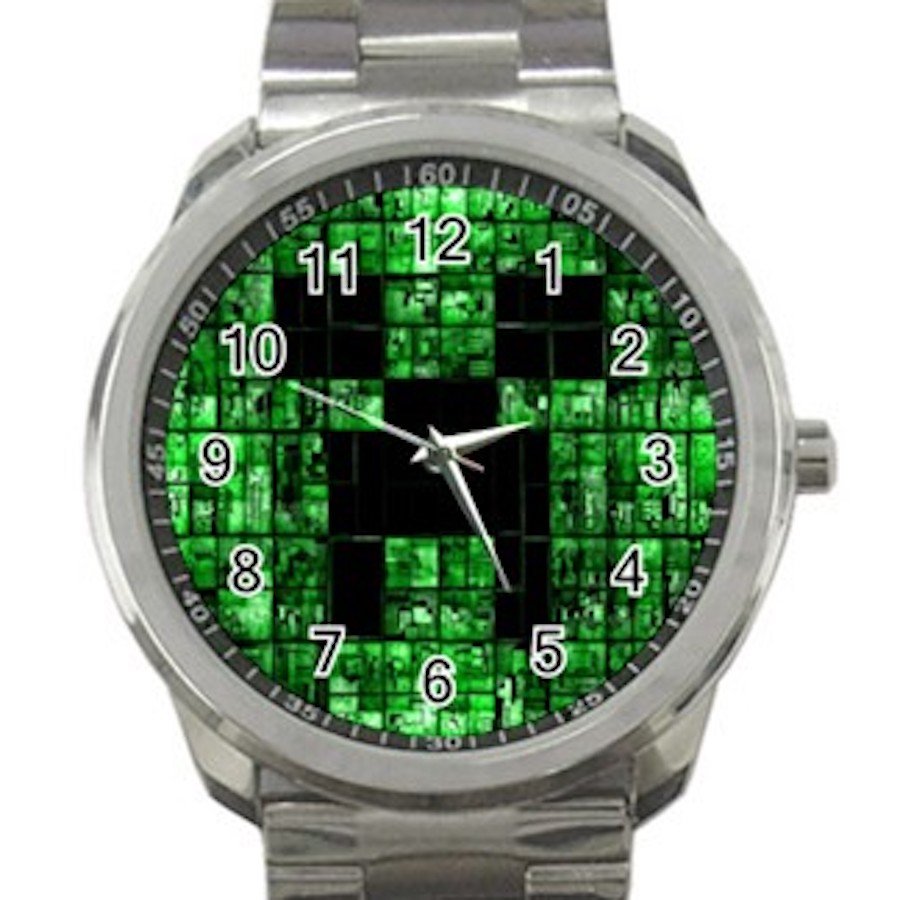 Minecraft Creeper Swords Diamond Steeve Design 3 Unisex Sport Metal Watch