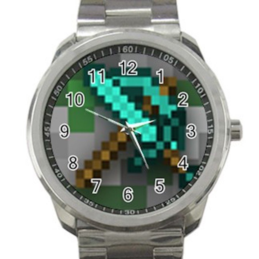 Minecraft Creeper Swords Diamond Steeve Design 17 Unisex Sport Metal Watch