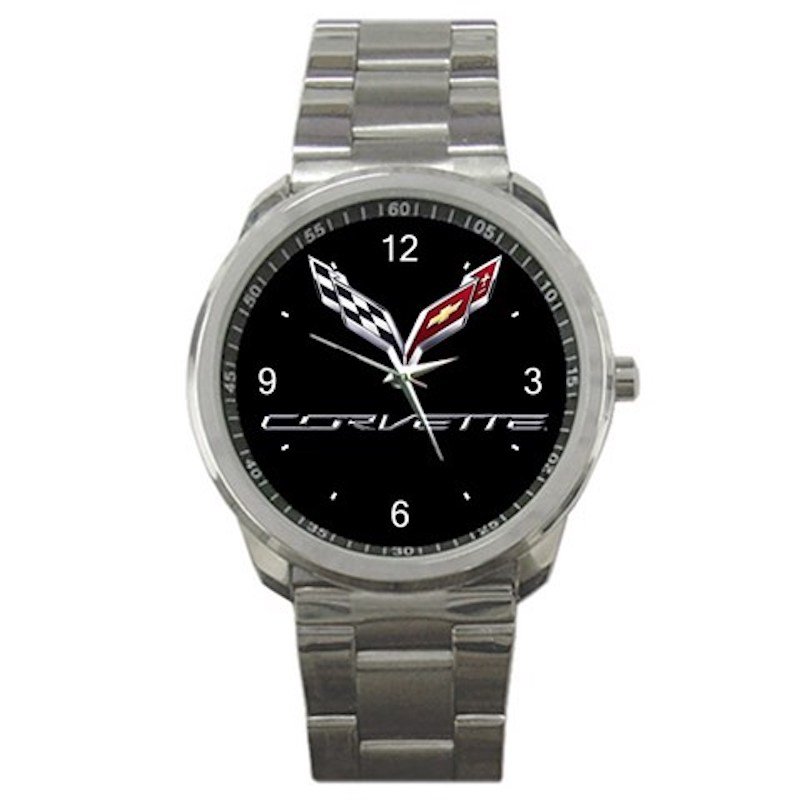 Chevrolet Car Logo In Black Background Unisex Sport Metal Watch