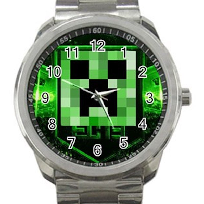 Minecraft Creeper Swords Diamond Steeve Unisex Sport Metal Watch