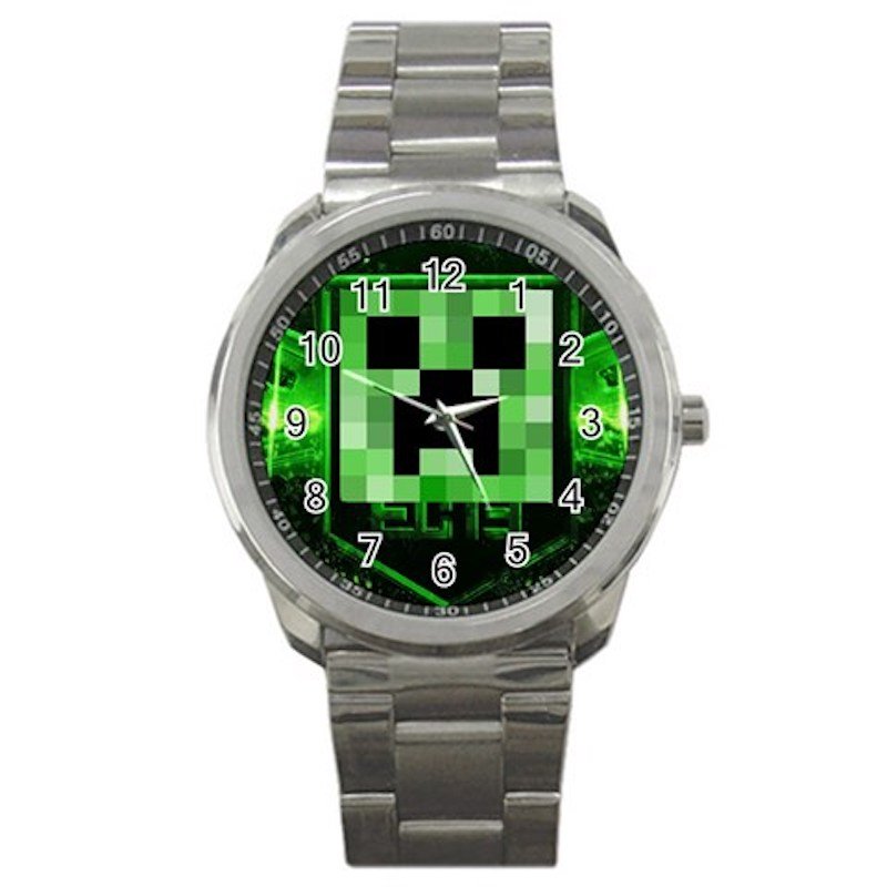 Minecraft Creeper Swords Diamond Steeve Unisex Sport Metal Watch
